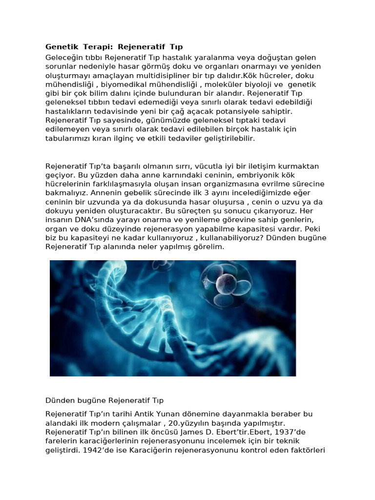 Genetik Terapi Rejeneratif Tıp | PDF
