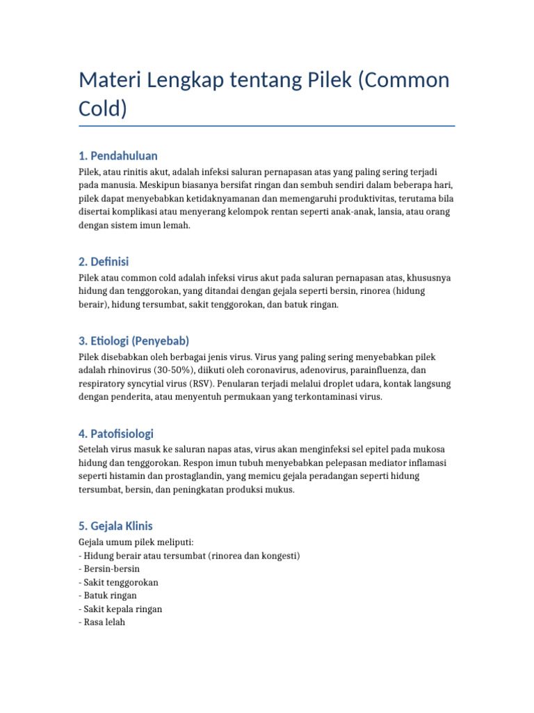 Materi_Lengkap_Tentang_Pilek | PDF