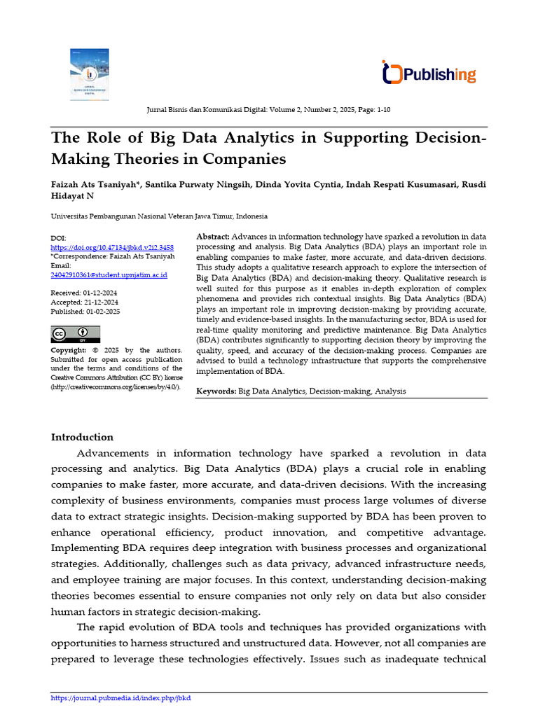 The Role of Big Data Analytics in Supporting Decis | PDF | Decision ...