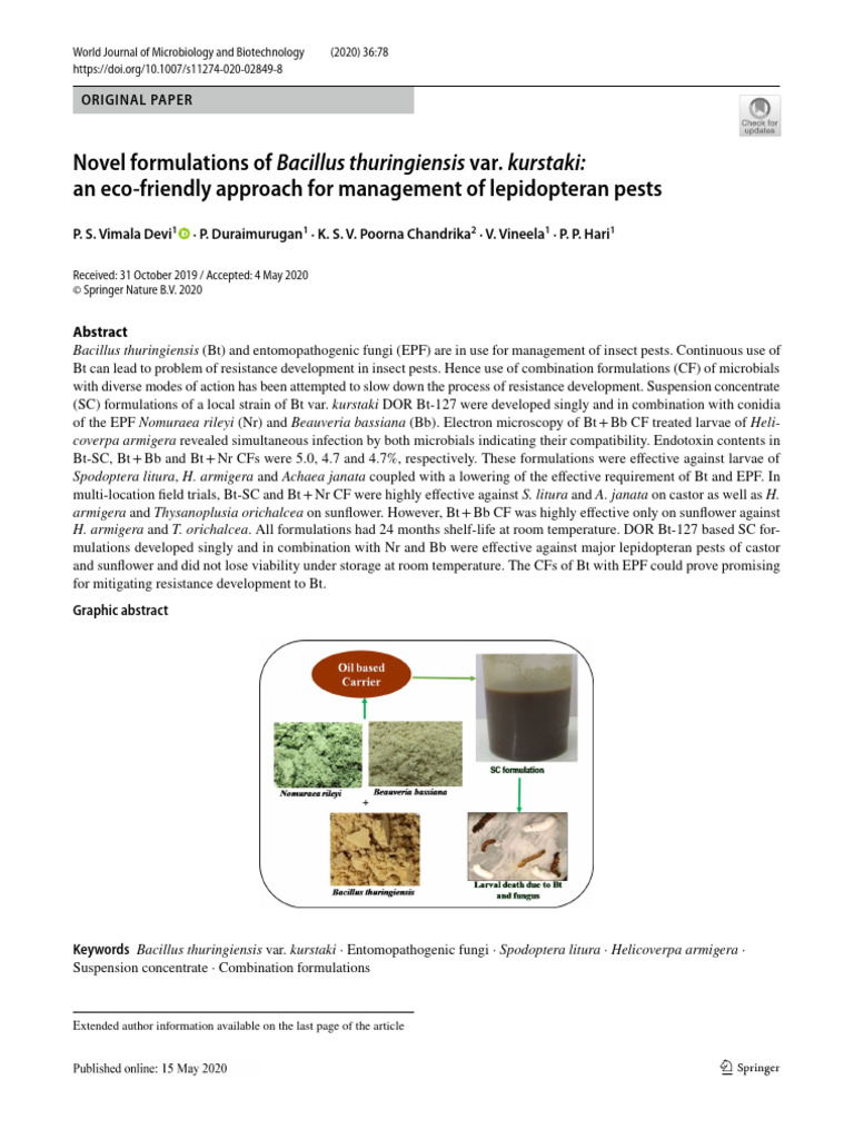Novel Formulations of Bacillus Thuringie | PDF | Agar | Insecticide