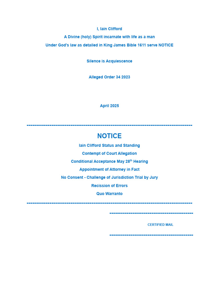 Status and Standing - Conditional Acceptance - No Consent NOTICE | PDF ...