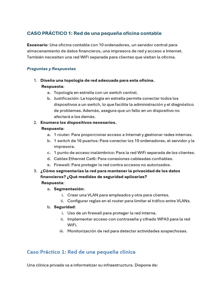 Casos práctico-REDES LOCALES | PDF | Red de computadoras | Enrutador (Computación)