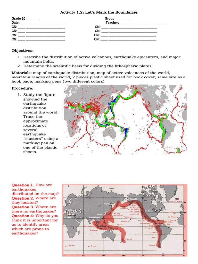 Mapping Earthquake and Volcano Boundaries | PDF