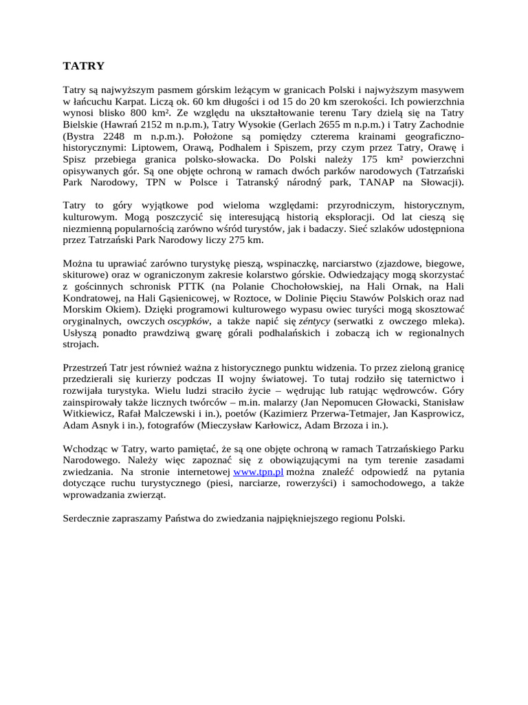 TATRY | PDF