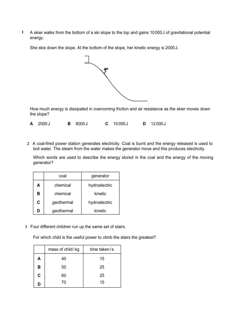 Assignment Energy, Work & Power (Multiple Choice) | PDF | Potential ...
