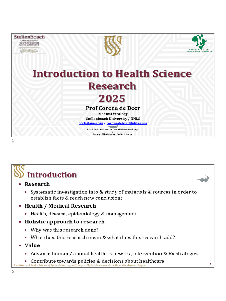 Research Goals in Health Sciences 2025 | PDF | Hypothesis | Science