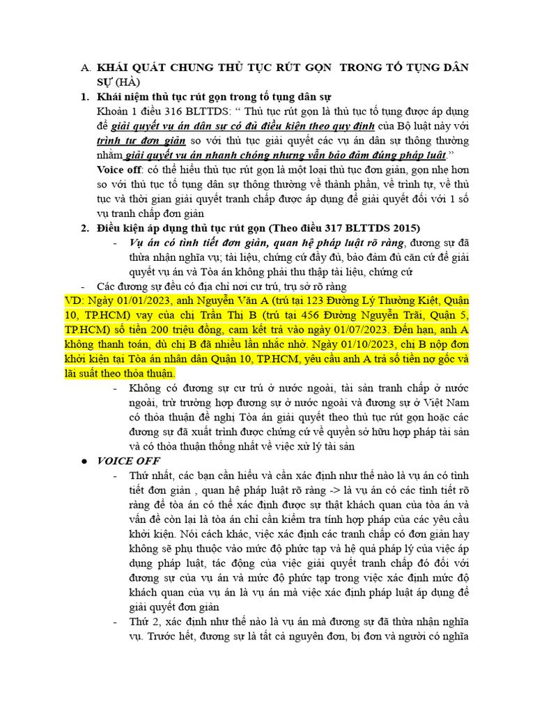 Thủ tục rút gọn trong ttds | PDF