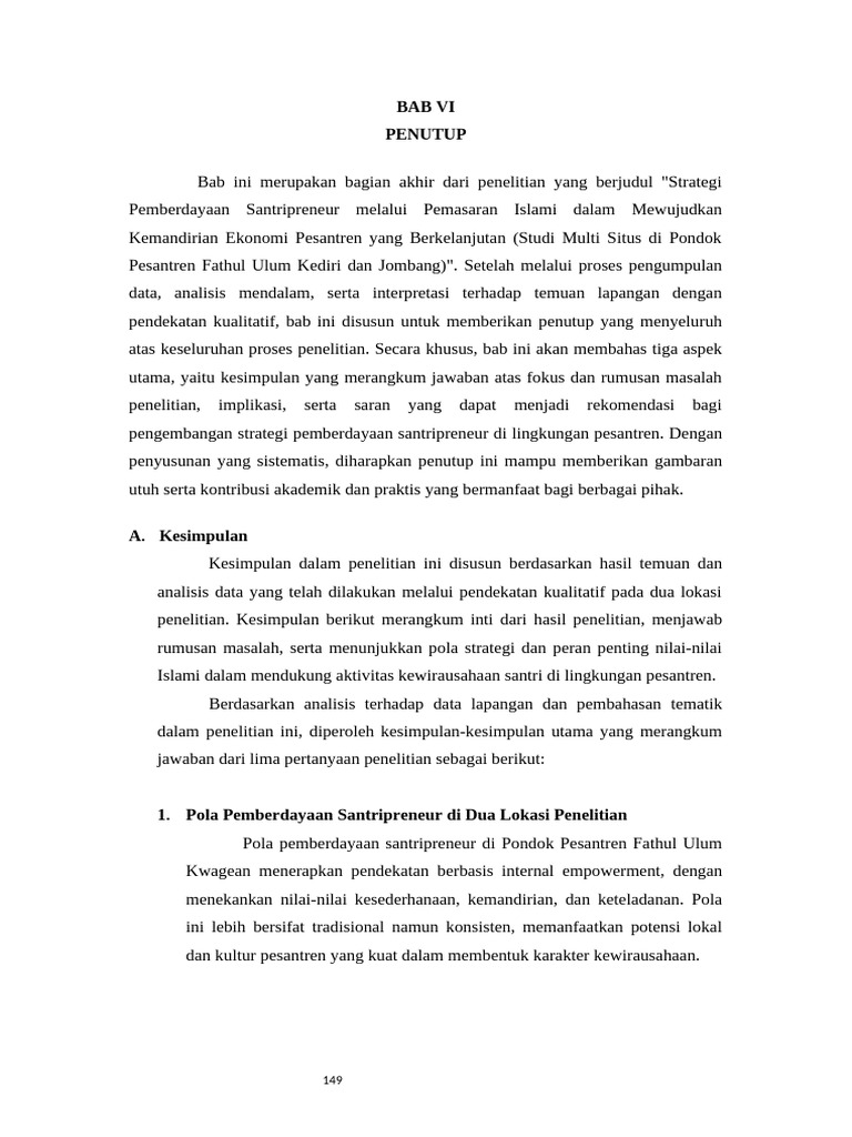 Sisipan Tesis (BAB VI HLM 149) | PDF