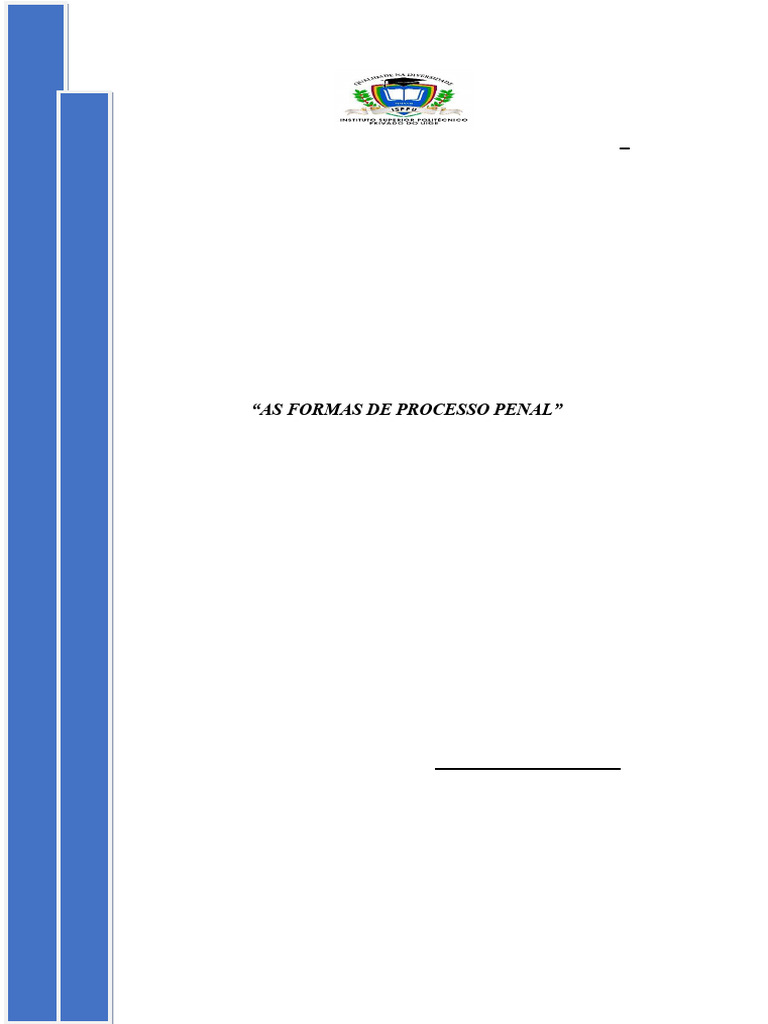 Formas Do Processo Penal Pdf Crimes Crime E Violência