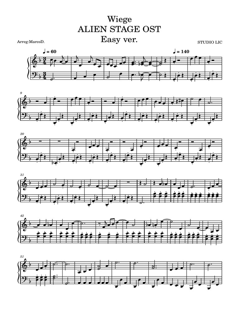 Wiege Alien Stage Ost Easy Ver.-1 | PDF