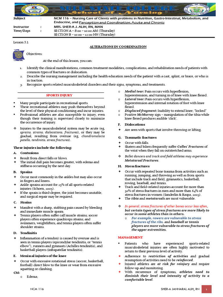 MODULE 6 NCM 116 Disorder of Musculo | PDF | Gout | Osteoarthritis
