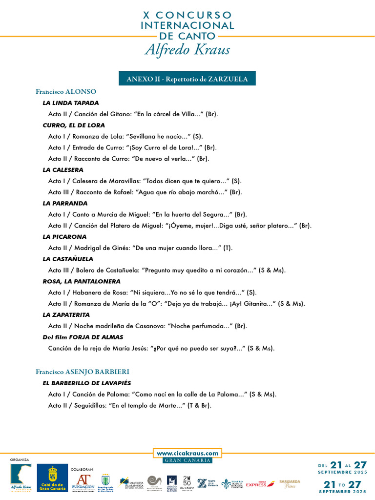 Anexo2025 ES2 Zarzuela | PDF | Ópera