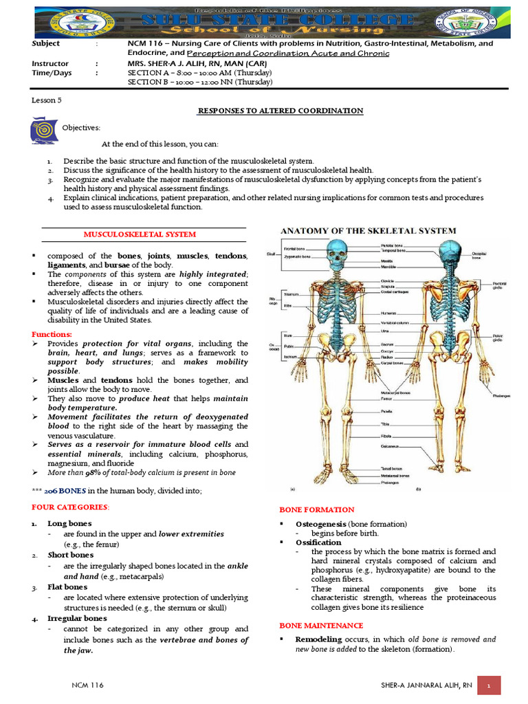 MODULE 5 NCM 116 Musculo | PDF | Bone | Human Musculoskeletal System