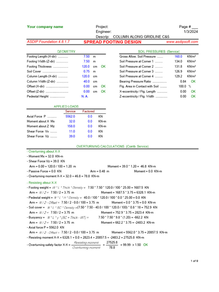 ONE WAY SHEAR CHECK at COLUMN ALONG GRID LINE 5&C | PDF | Mechanical ...