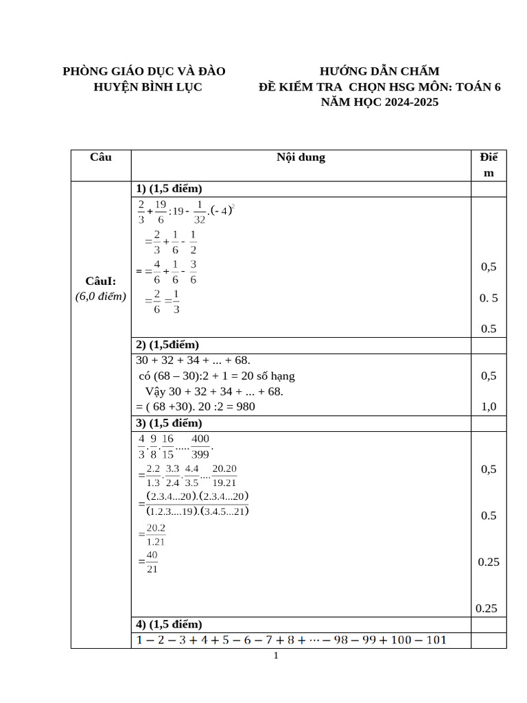 Dap An HSG Toan 6 | PDF