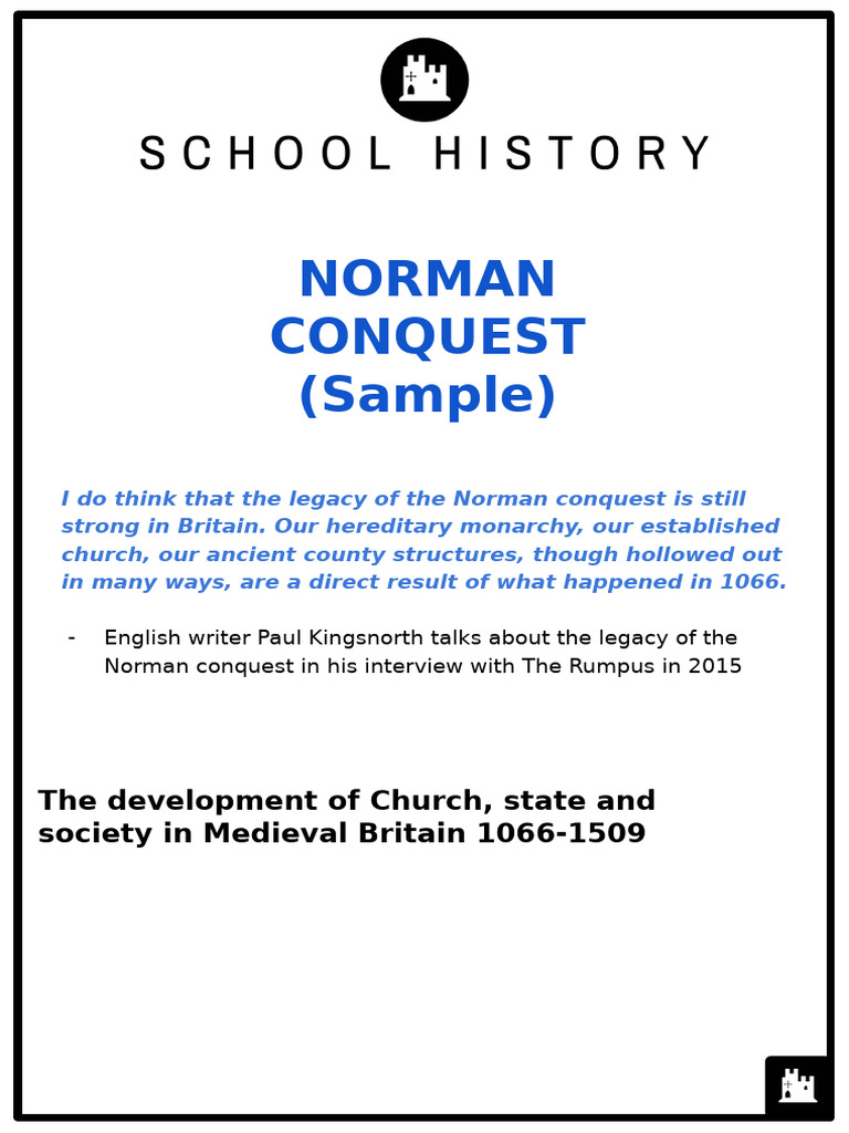 Sample KS3 Area 1 Norman Conquest Printout | PDF | Normans | Kingdom Of ...