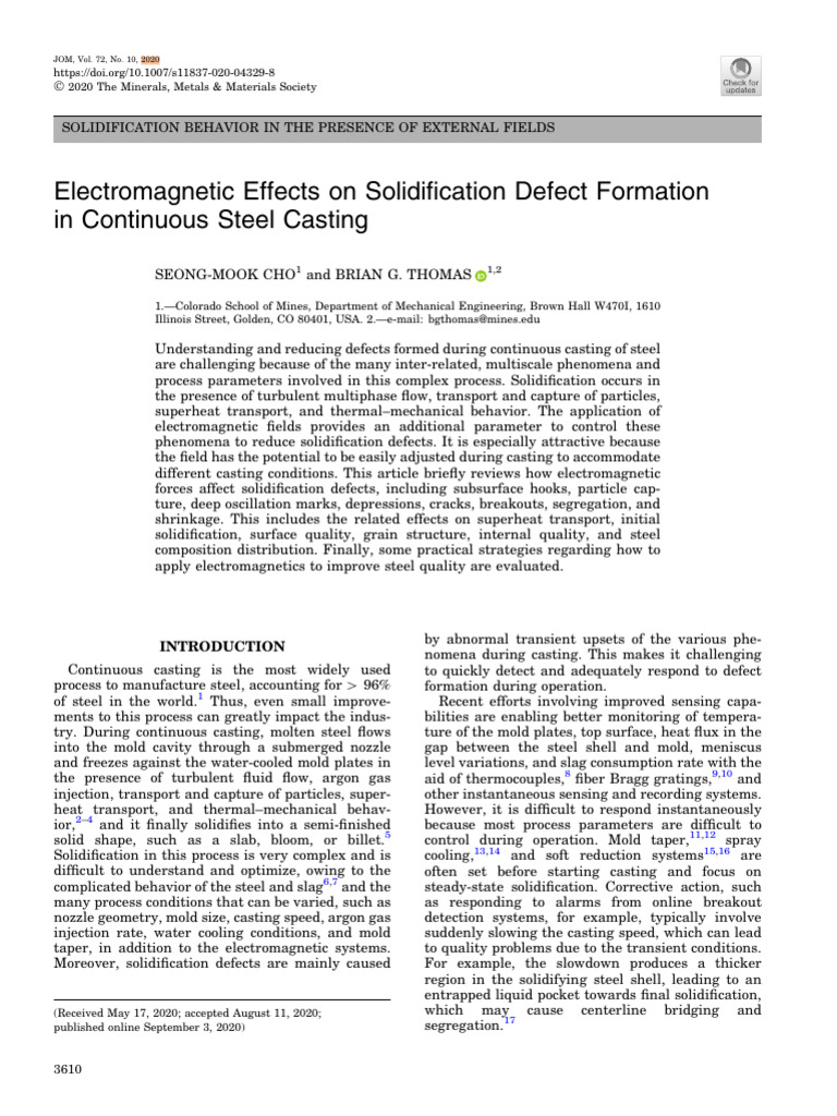 2020 Electromagnetic Effects On Solidification | PDF | Applied And ...