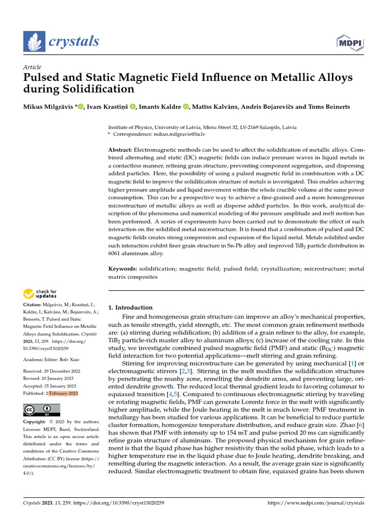 2023 Pulsed and Static Magnetic Field Influence | PDF | Inductor | Damping