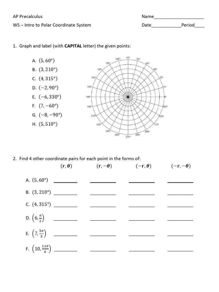 WS+1+ +Intro+to+Polar+Coordinate+System 2 | PDF