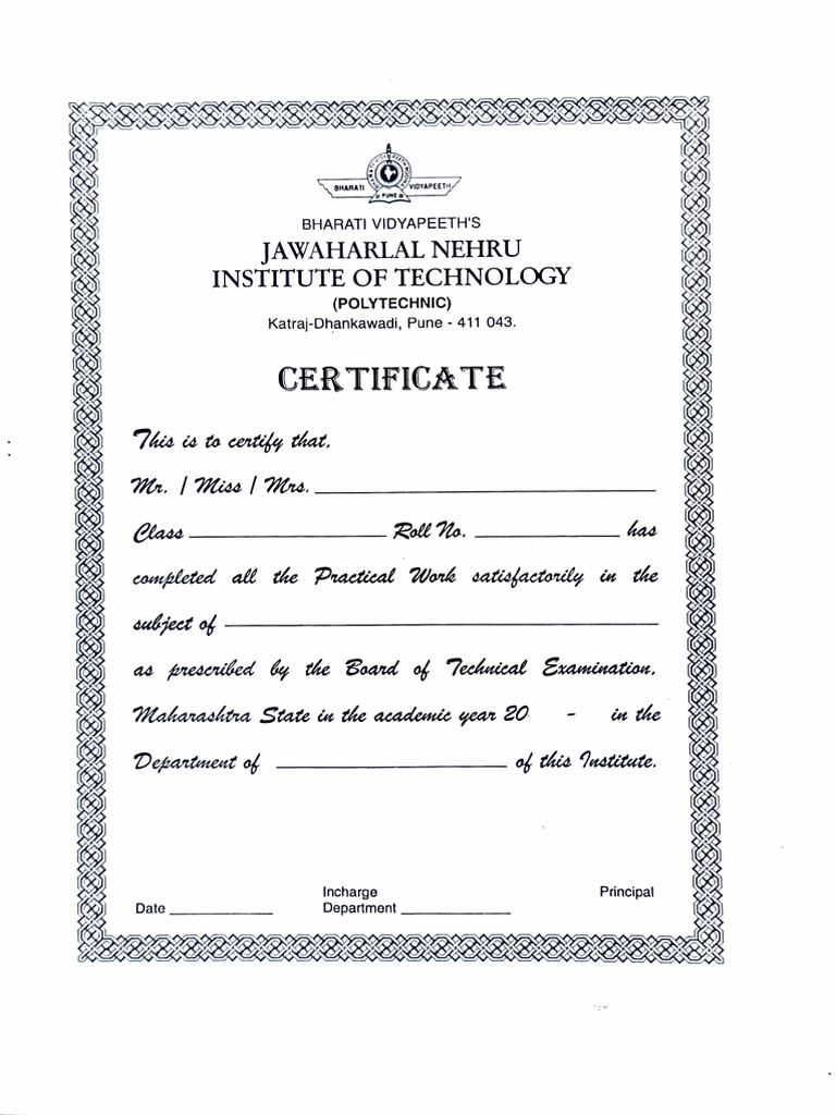 Certificate and Index | PDF