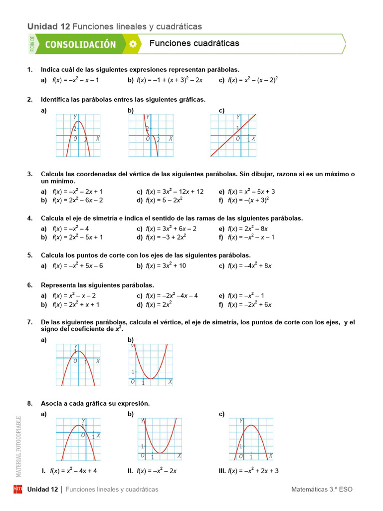 Funciones Cuadráticas 1 Ejer Resueltos | PDF