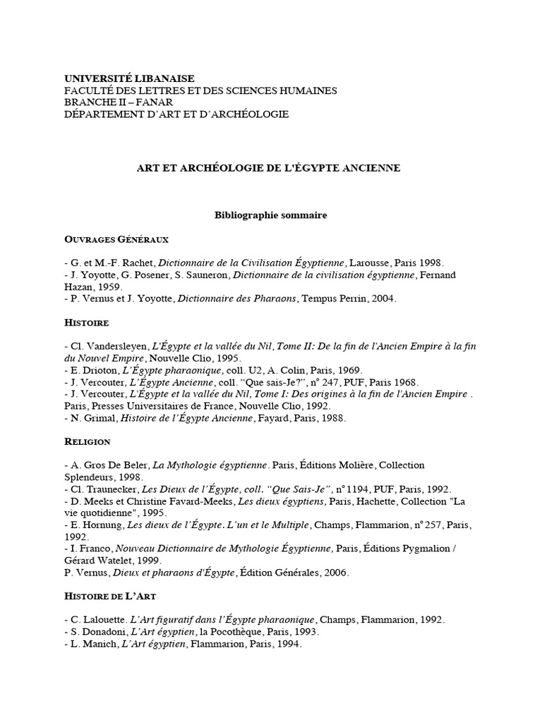 Bibliographie Et Tableau Chronologique | PDF | New Kingdom Of Egypt | Ancient African People