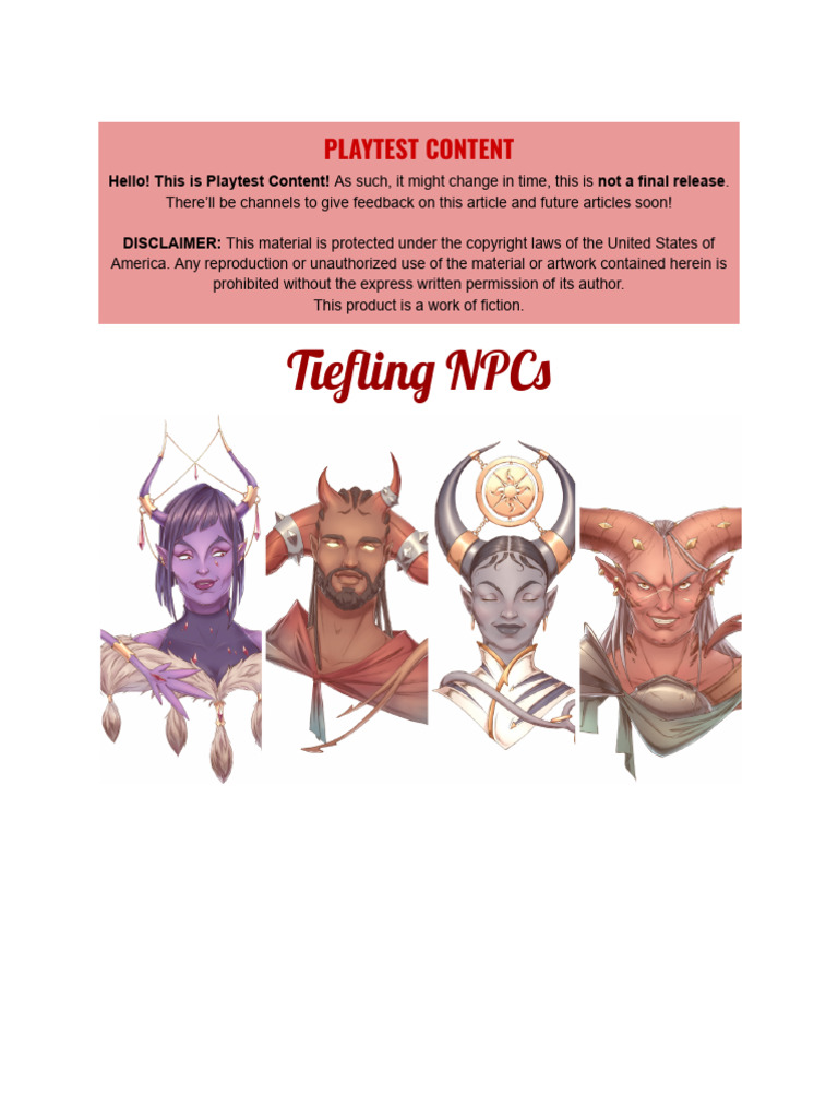 Pointy Hat - Tiefling NPCs - Documentos de Google | PDF | License ...