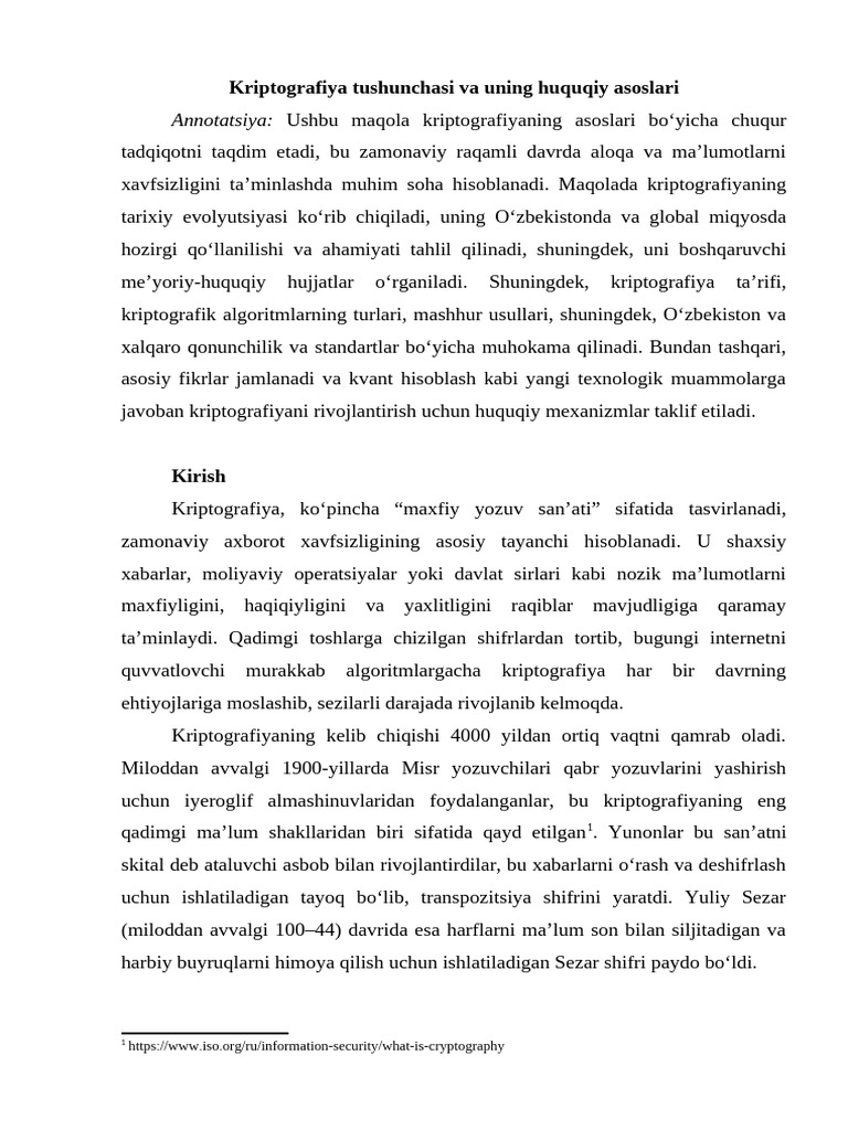 Kriptografiya asoslari | PDF
