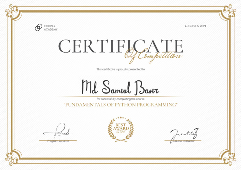 Phython Certificate | PDF Phython Certificate | PDF