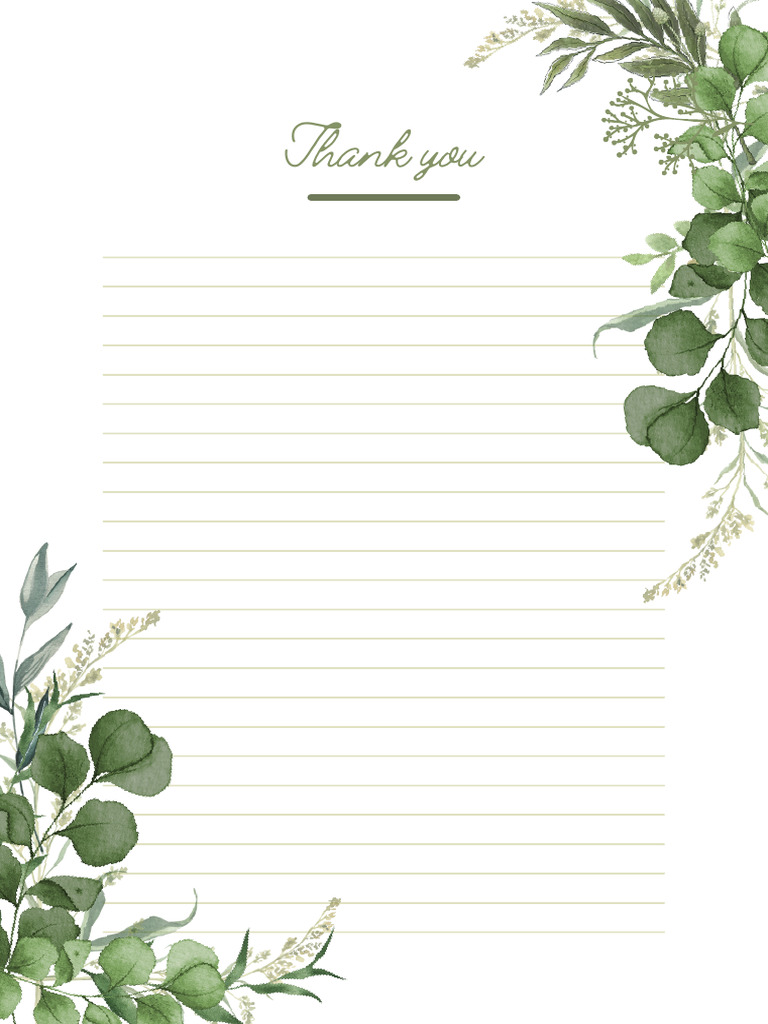 White Green Elegant Illustrated Floral Stationery A4 Notes Document | PDF