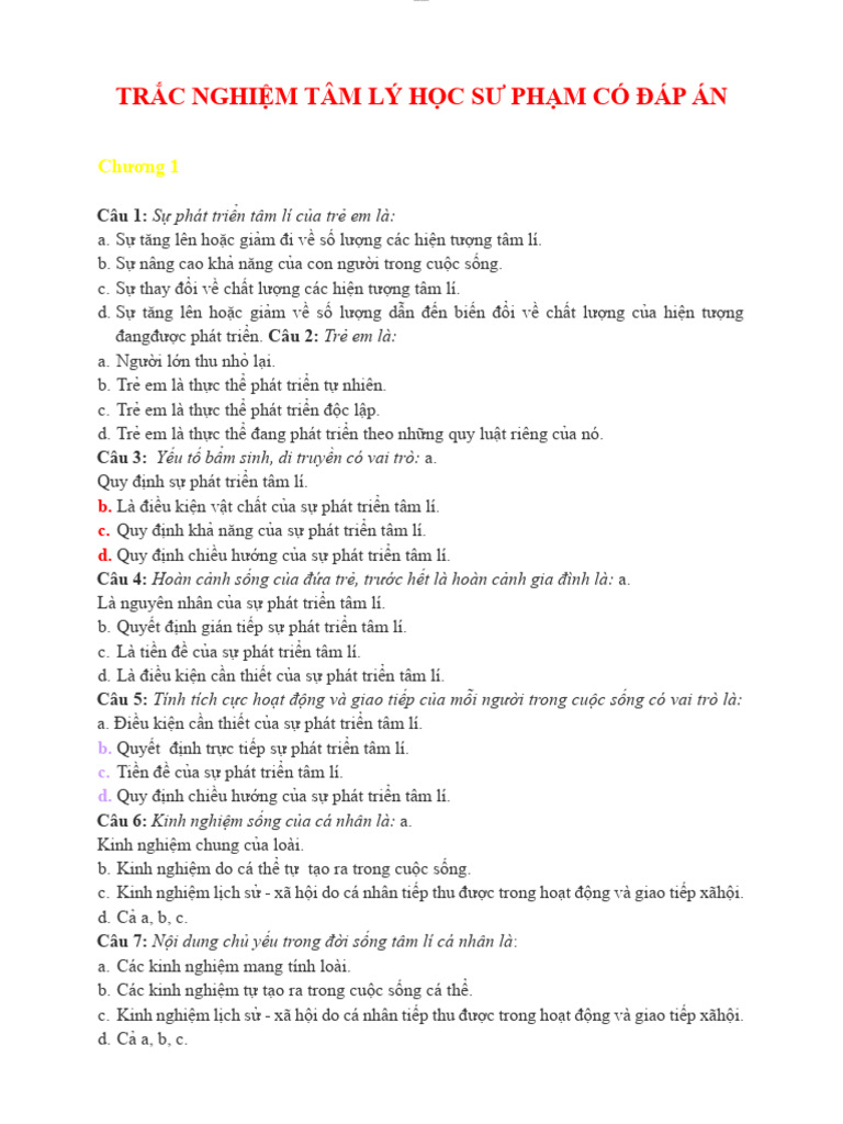 trac-nghiem-tam-ly-su-pham-co-dap-an-dai-hoc-su-pham-ha-noi-70548 (1) (1) | PDF