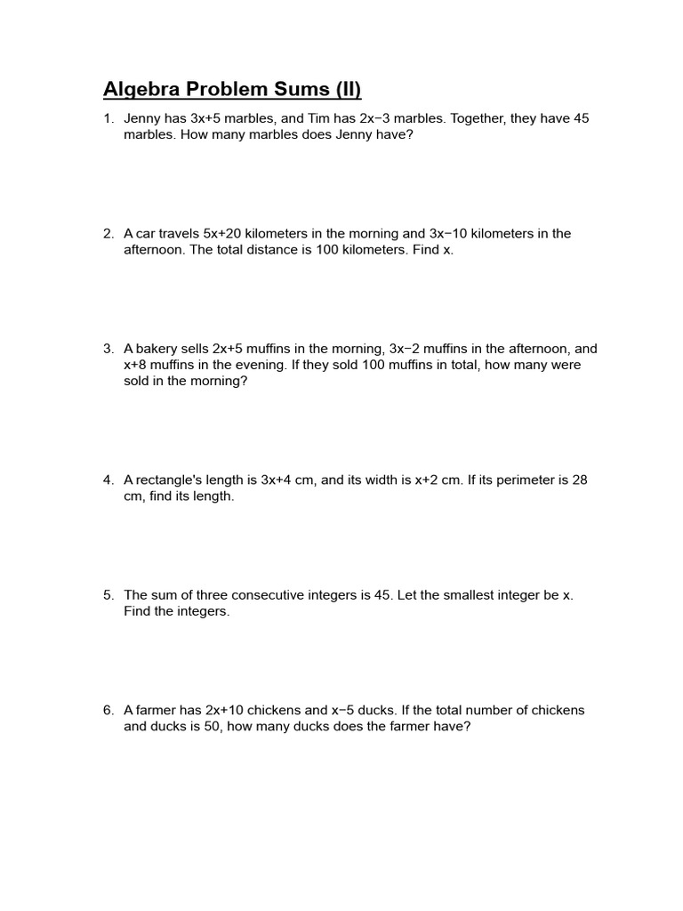 Algebra Problem Sums II | PDF | Length | Area