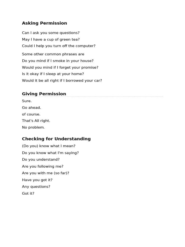 Asking Permission, Ordering... | PDF
