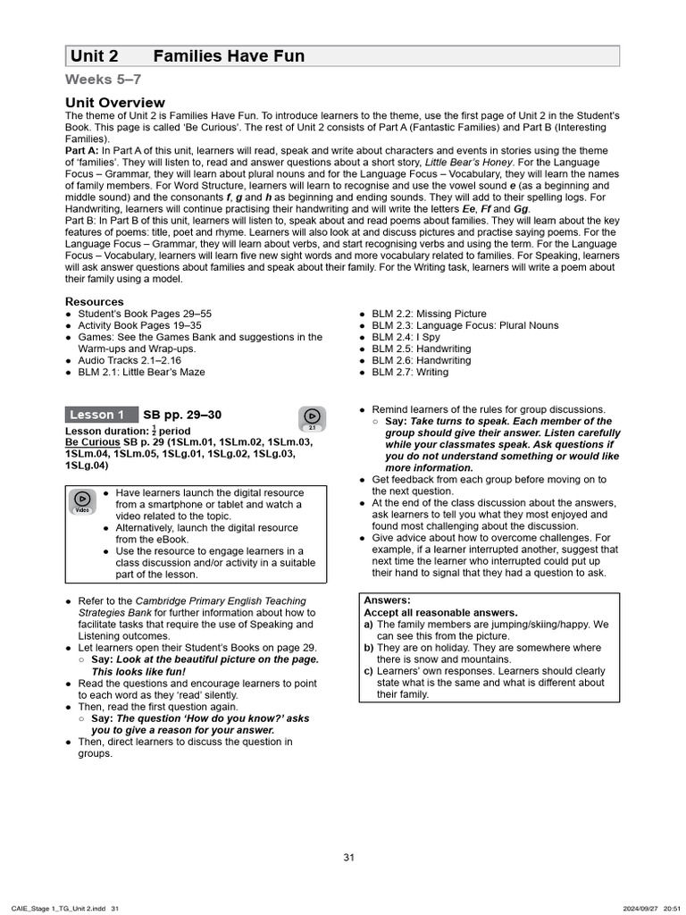 grade 1 unit 2 | PDF | Word | Plural