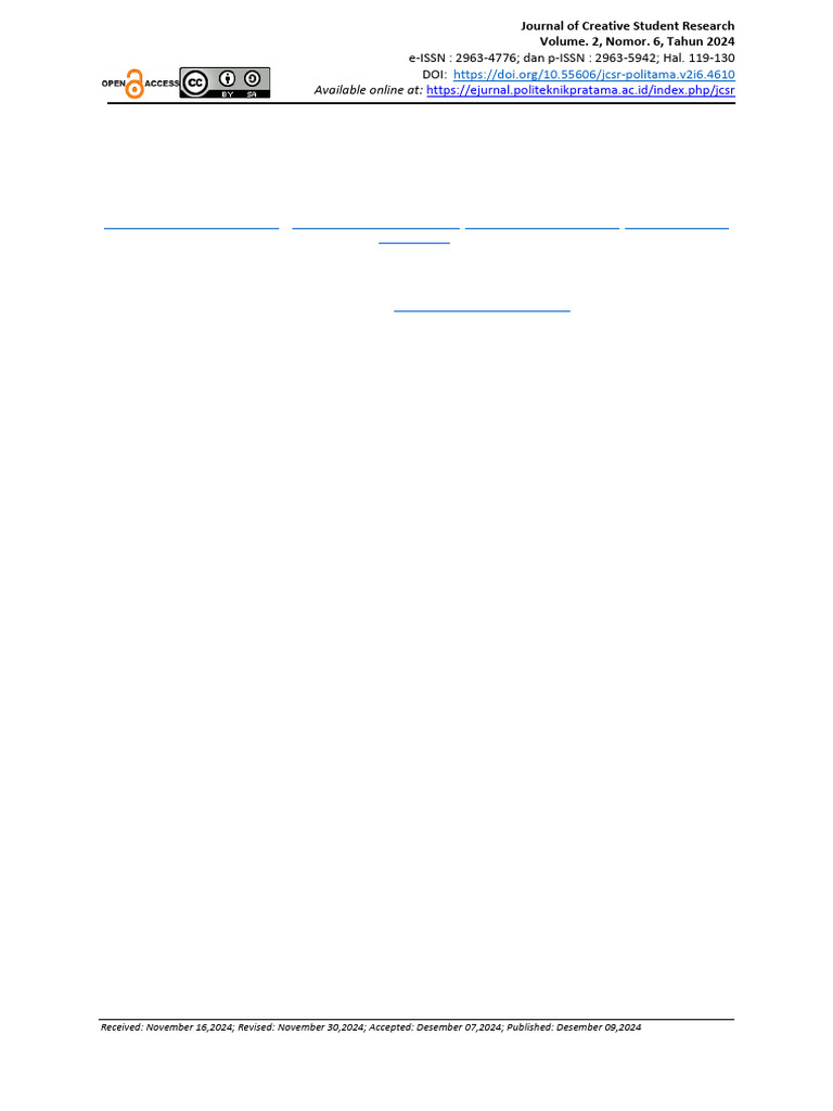 JCSR Vol 2 No 6 Desember 2024 Hal 119-130 | PDF