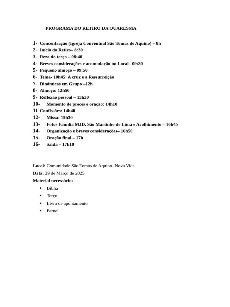 Programa Retiro | PDF