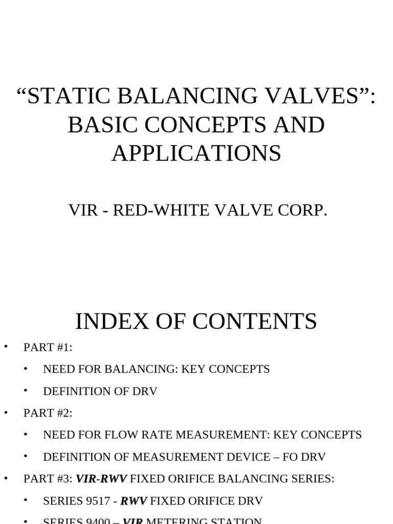 RWV Balancing Valve Overview | PDF | Flow Measurement | Fluid Dynamics