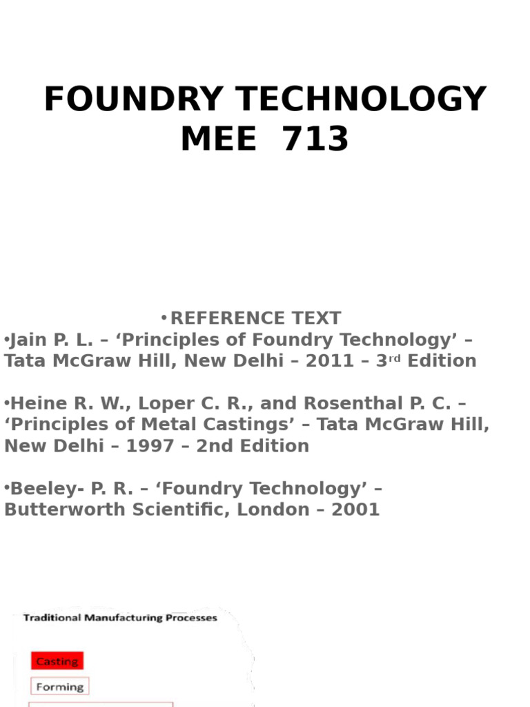 Introduction To Foundry Technology | PDF | Foundry | Casting