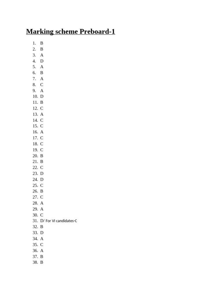 Preboard-1 Marking Scheme Answers | PDF