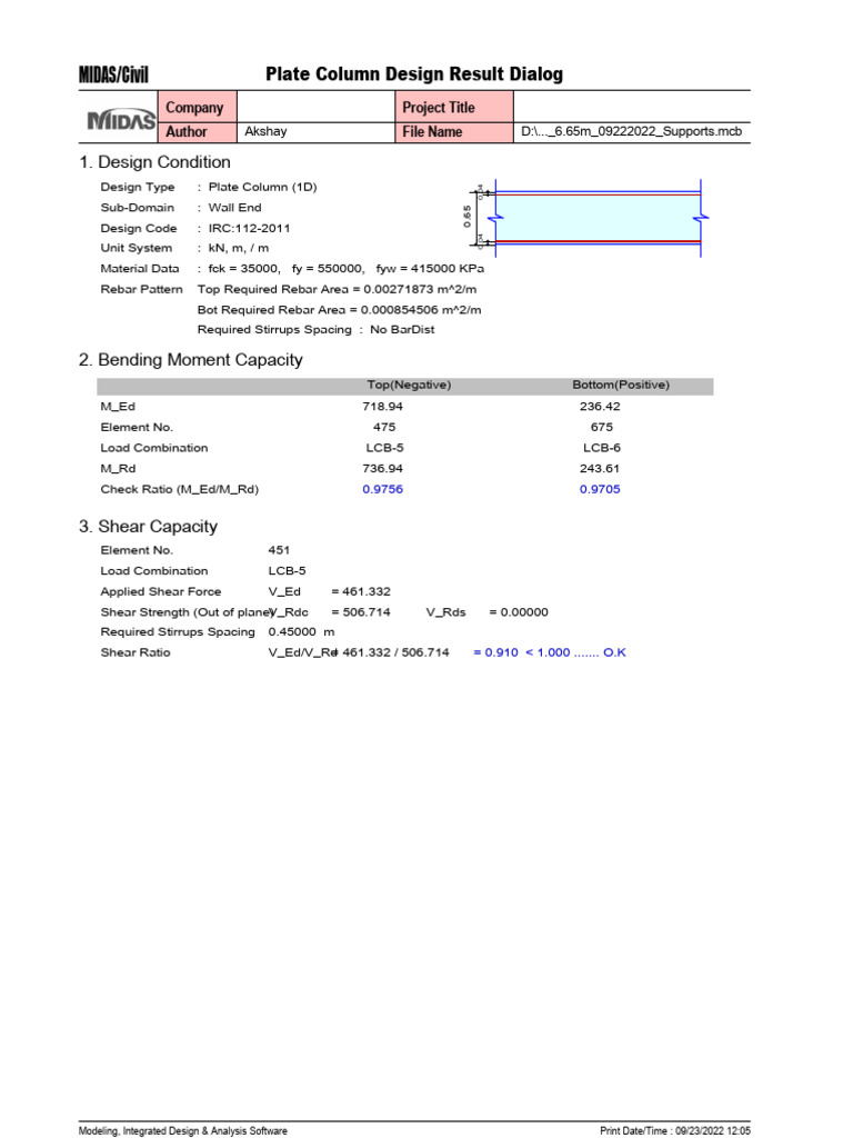 Plate Column Design Analysis Report | PDF
