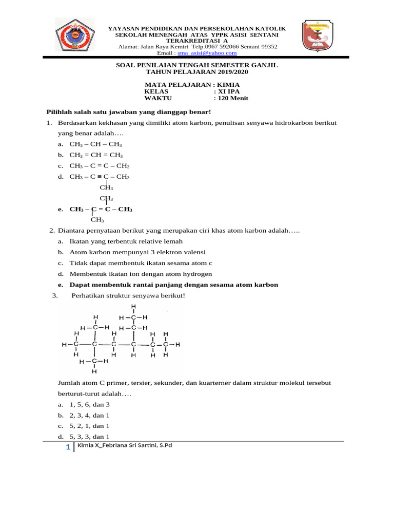 Soal PTS Ganjil Kelas XI 2122 | PDF