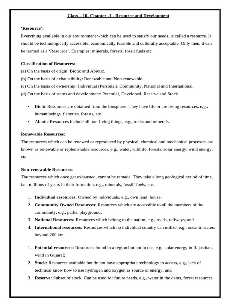 Class 10 Resource and Development Overview | PDF | Soil | Erosion
