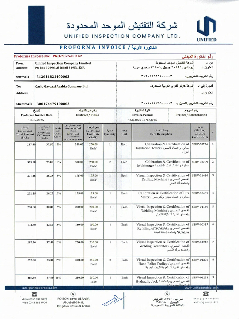 Unified Inspection Company Invoice | PDF