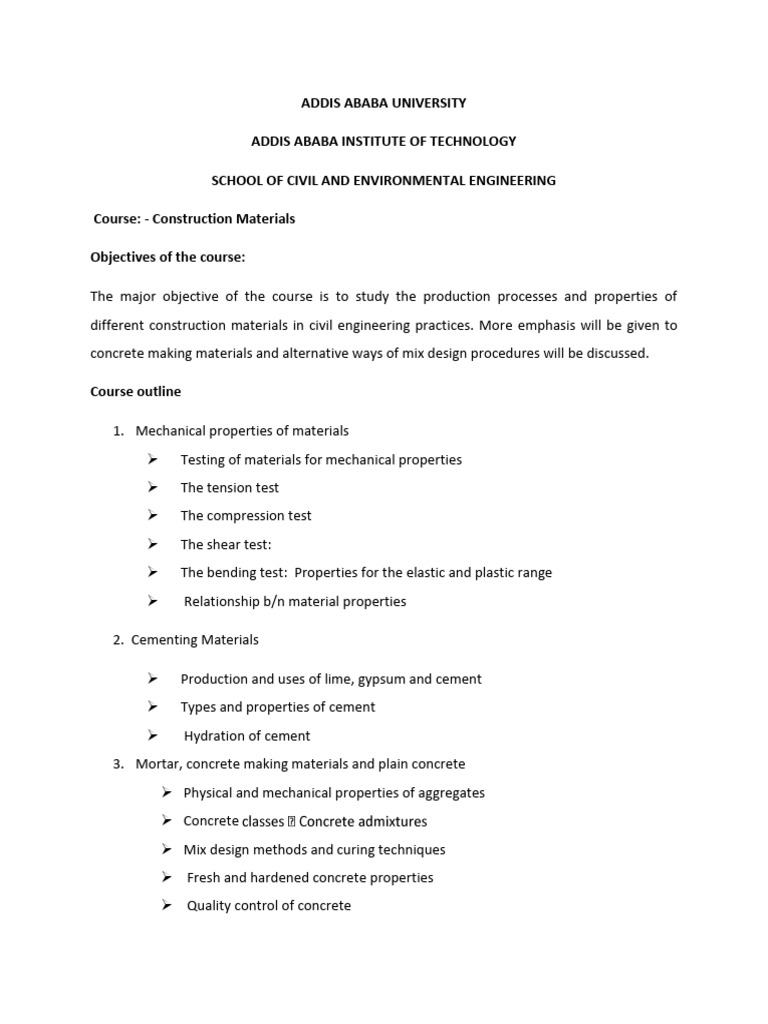 CEng 2111 Construction Materials For E-Learning | PDF | Deformation (Engineering) | Lime (Material)