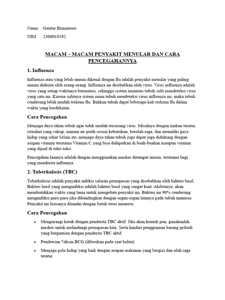 Pencegahan Penyakit Menular Utama | PDF