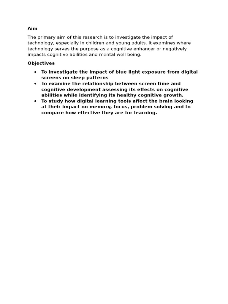 Aim and Objectives | PDF