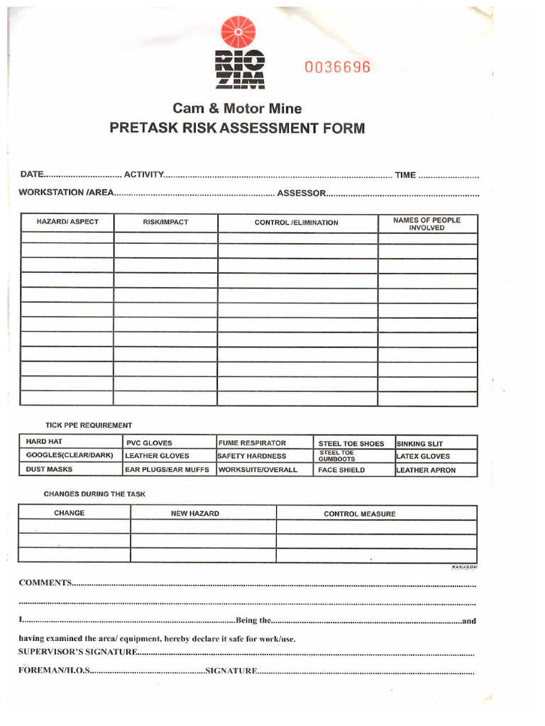 Pretask Risk Assessment | PDF