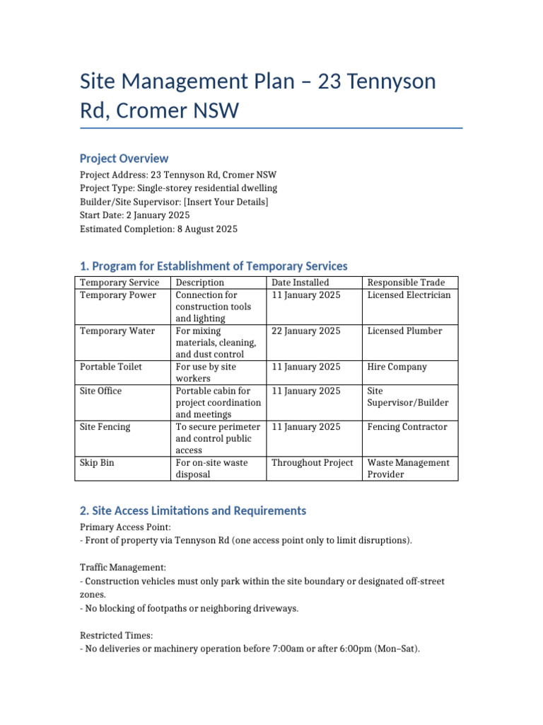 Site Management Plan Cromer | PDF | Waste | Road