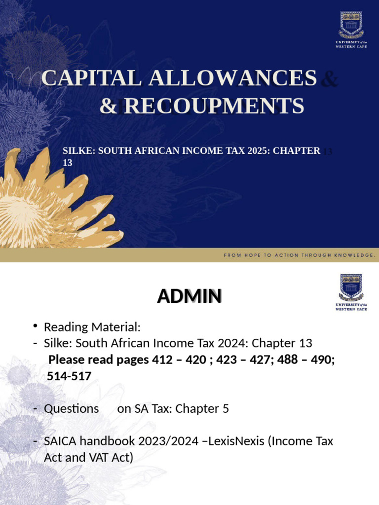 TAX228 - Capital Allowances - Recoupment 2025 | PDF | Tax Deduction | Taxes
