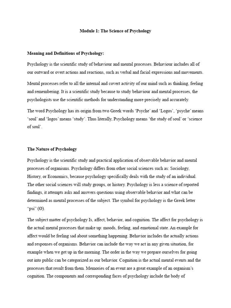 The Science of Psychology MDL 1 | PDF | Psychology | Behaviorism
